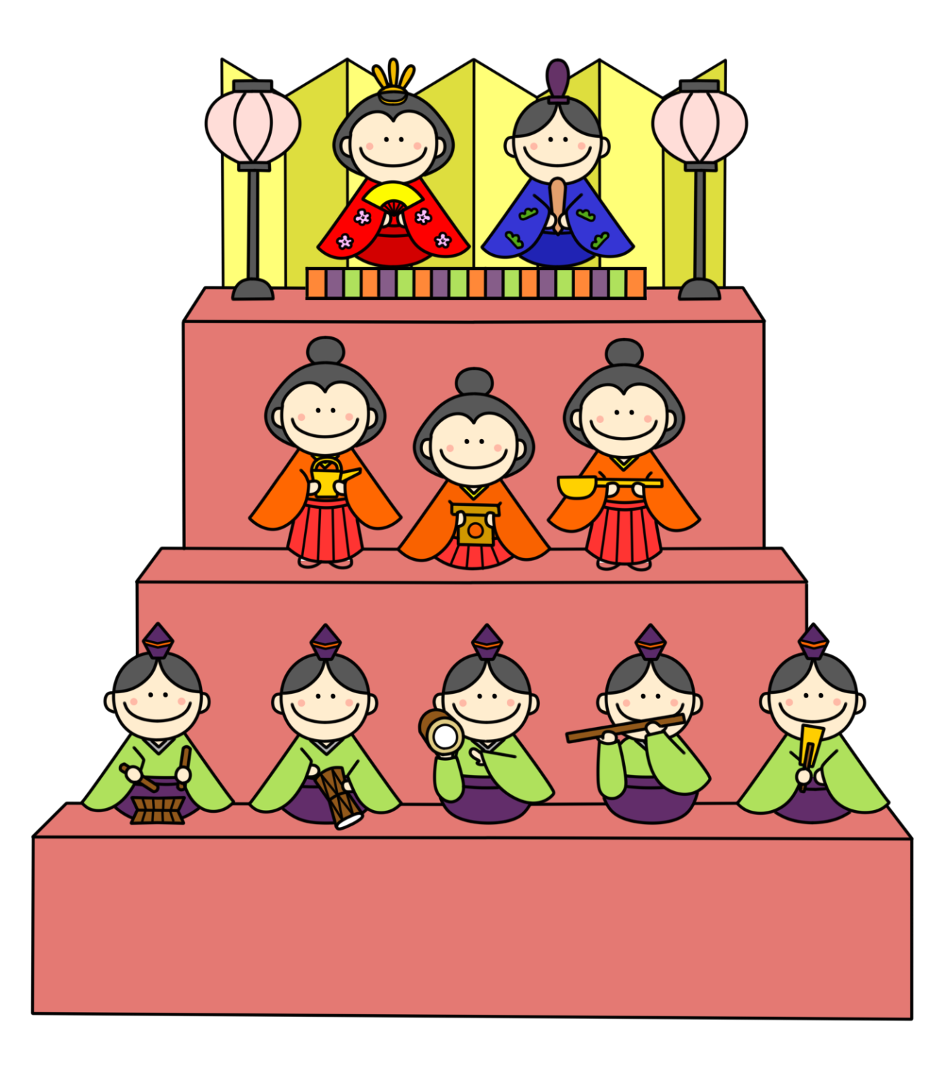 雛人形のフリー素材 ひな祭りイラスト かくぬる素材工房