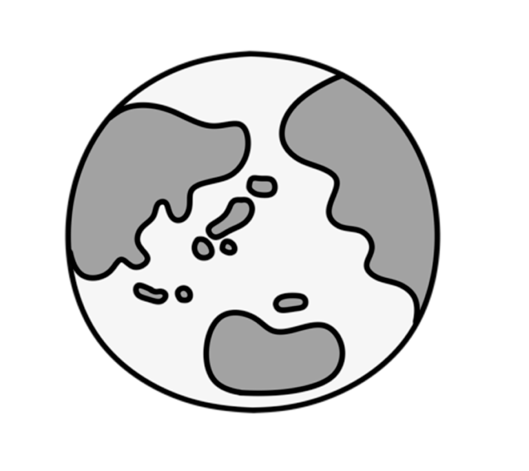 地球の白黒フリー素材 モノクロ無料イラスト かくぬる素材工房